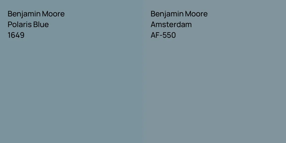 Benjamin Moore Polaris Blue vs. Benjamin Moore Amsterdam comparison