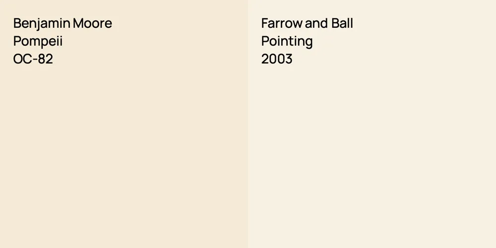 Benjamin Moore Pompeii vs. Farrow and Ball Pointing comparison