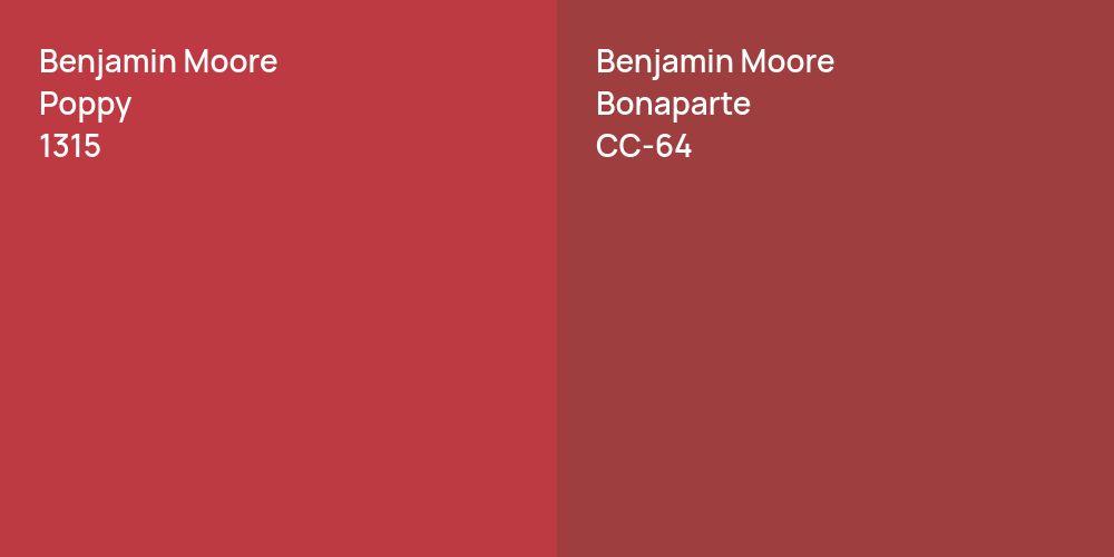 Benjamin Moore Poppy vs. Benjamin Moore Bonaparte comparison