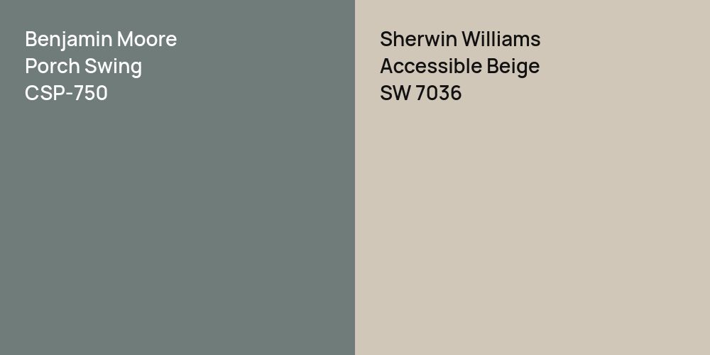 Benjamin Moore Porch Swing vs. Sherwin Williams Accessible Beige comparison