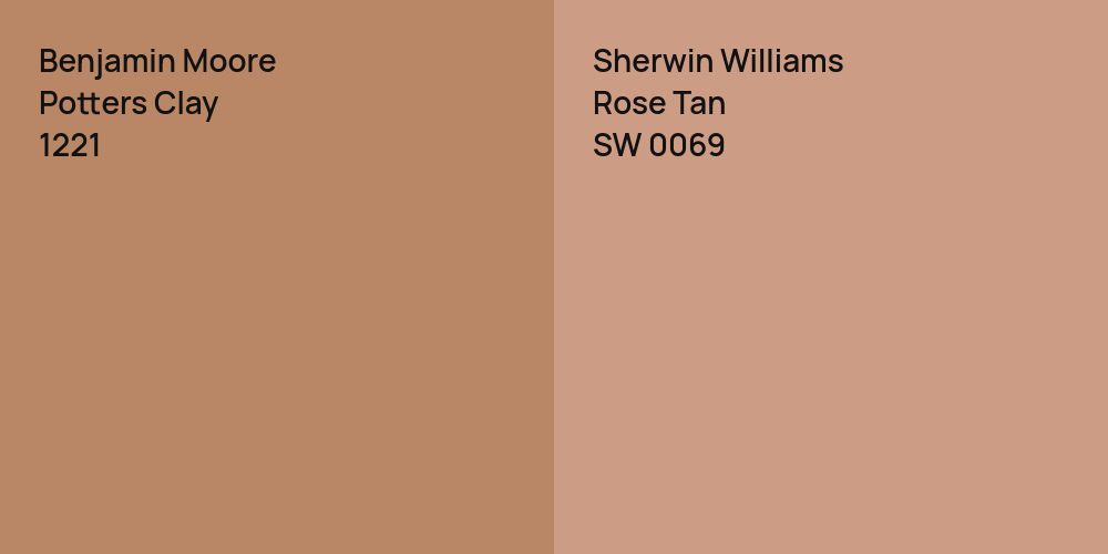 Benjamin Moore Potters Clay vs. Sherwin Williams Rose Tan comparison