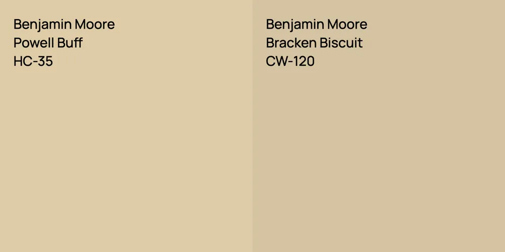 Benjamin Moore Powell Buff vs. Benjamin Moore Bracken Biscuit comparison