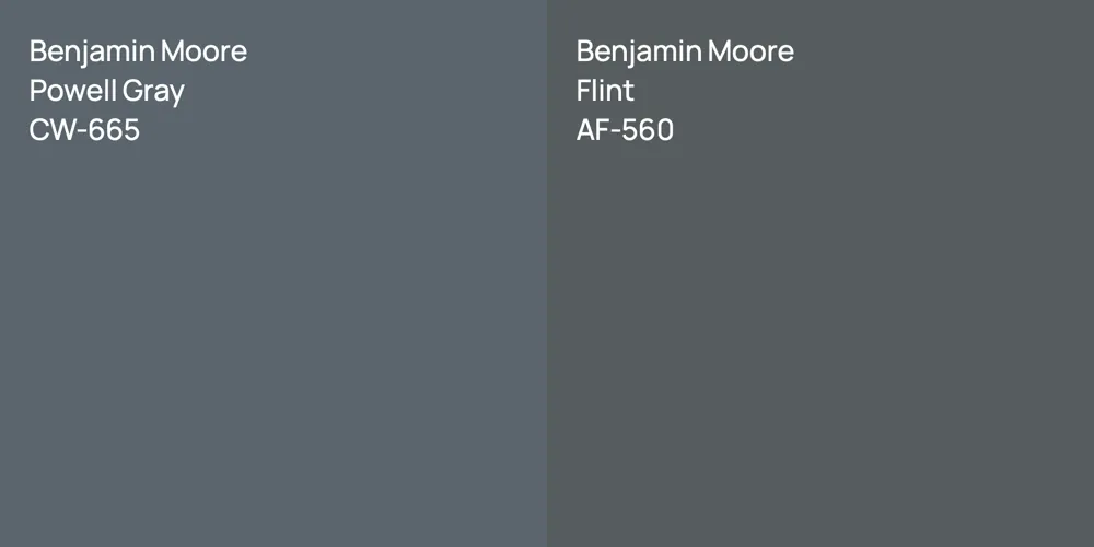 Benjamin Moore Powell Gray vs. Benjamin Moore Flint comparison