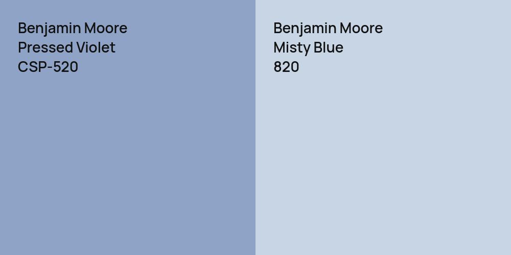 Benjamin Moore Pressed Violet vs. Benjamin Moore Misty Blue comparison
