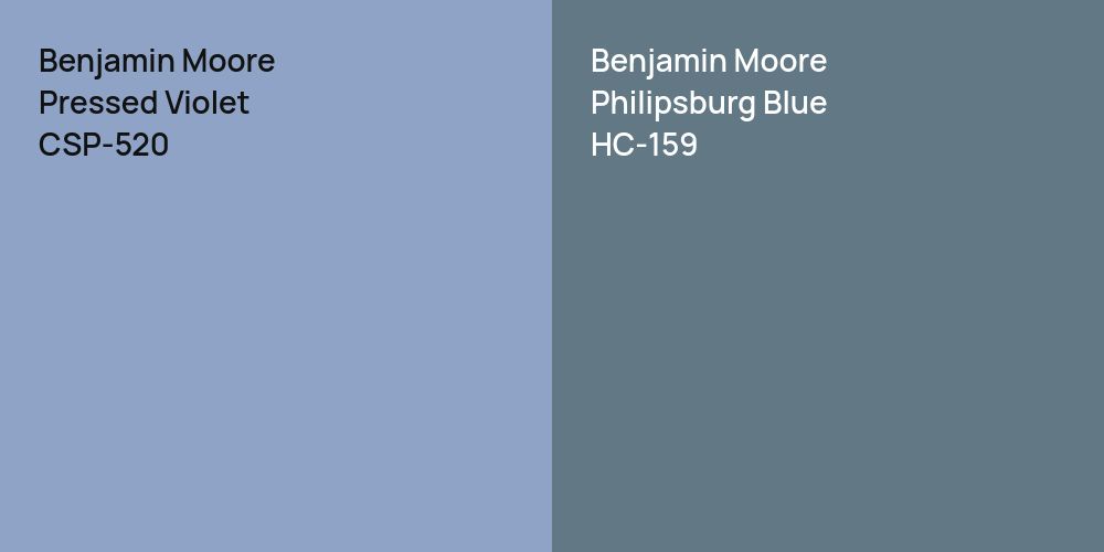 Benjamin Moore Pressed Violet vs. Benjamin Moore Philipsburg Blue ...