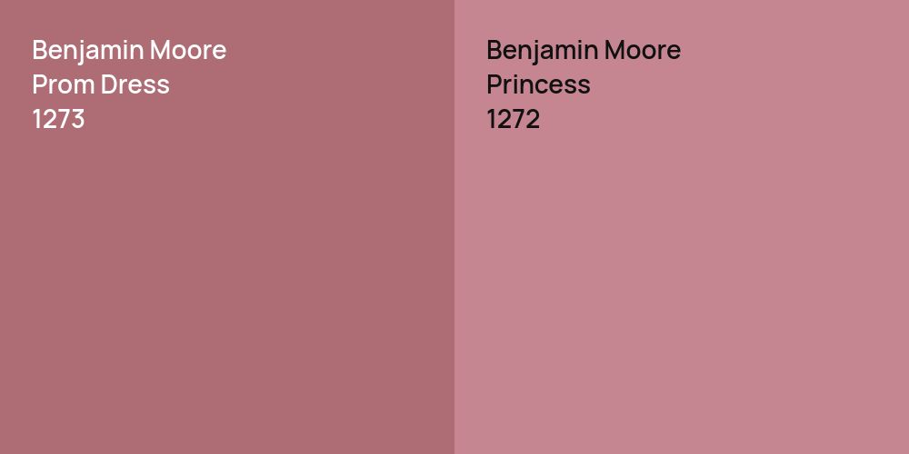 Benjamin Moore Prom Dress vs. Benjamin Moore Princess comparison