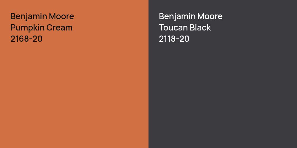 Benjamin Moore Pumpkin Cream vs. Benjamin Moore Toucan Black comparison