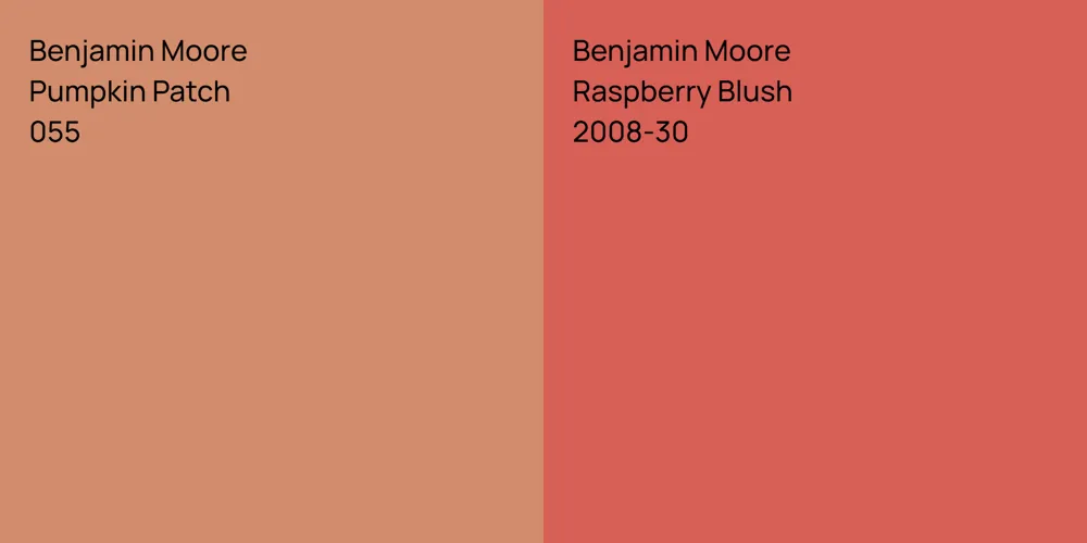 Benjamin Moore Pumpkin Patch vs. Benjamin Moore Raspberry Blush comparison