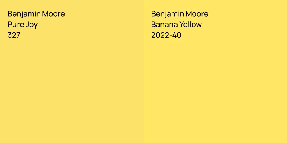 Benjamin Moore Pure Joy vs. Benjamin Moore Banana Yellow comparison