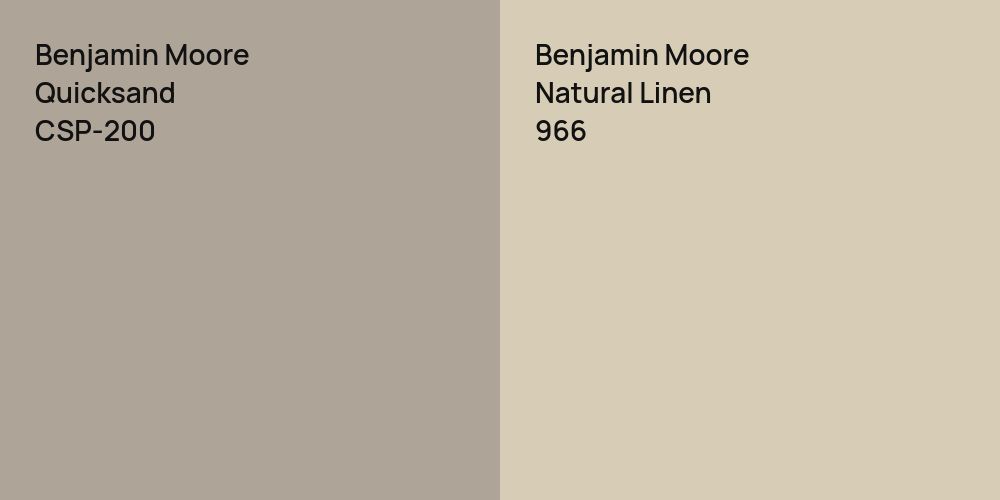 Benjamin Moore Quicksand vs. Benjamin Moore Natural Linen comparison