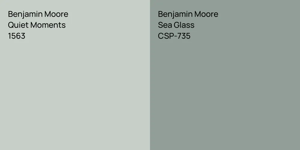 Benjamin Moore Quiet Moments vs. Benjamin Moore Sea Glass comparison