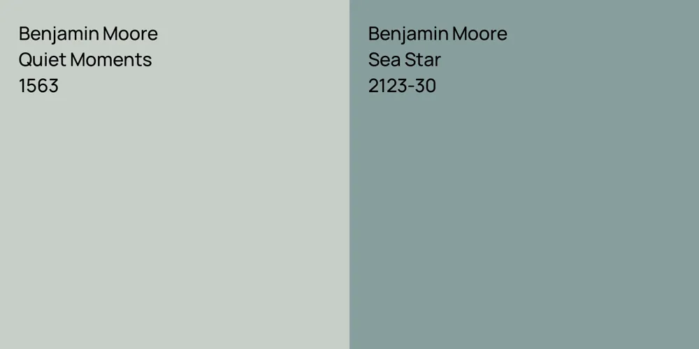 Benjamin Moore Quiet Moments vs. Benjamin Moore Sea Star comparison