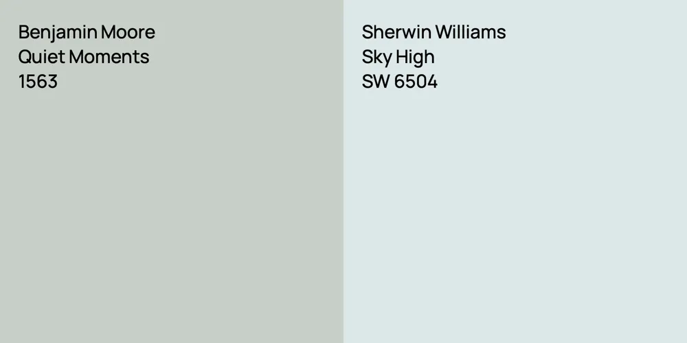 Benjamin Moore Quiet Moments vs. Sherwin Williams Sky High comparison