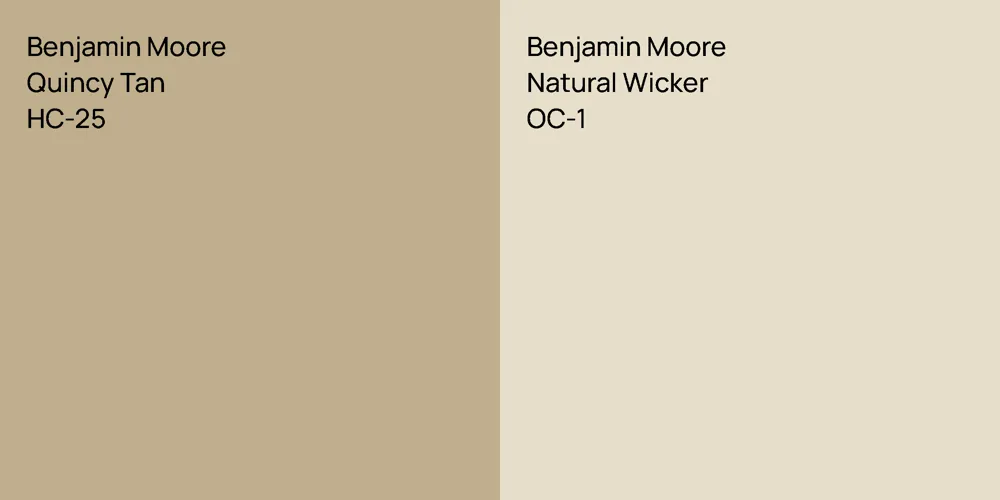 Benjamin Moore Quincy Tan vs. Benjamin Moore Natural Wicker comparison