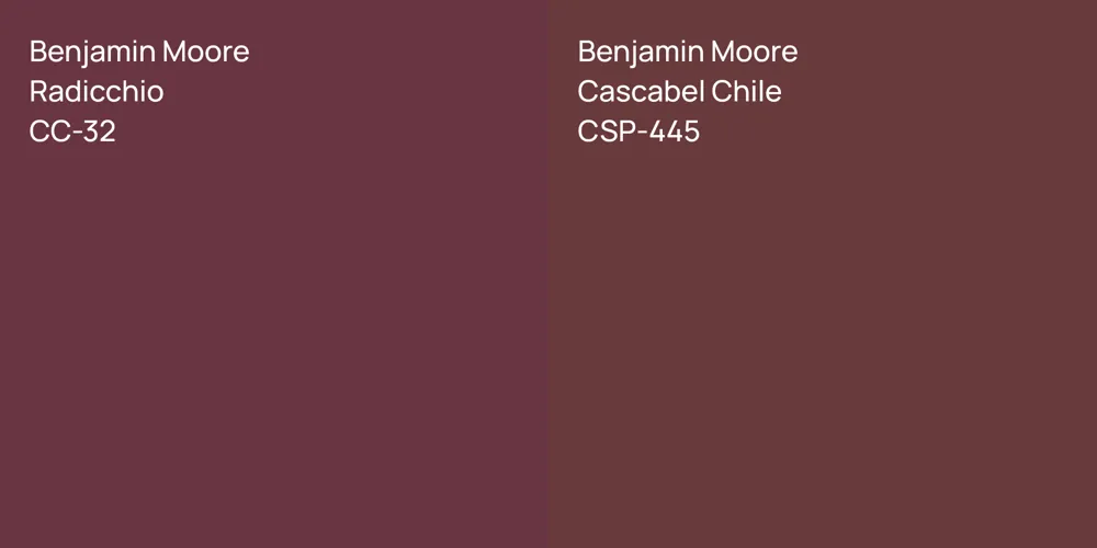 Benjamin Moore Radicchio vs. Benjamin Moore Cascabel Chile comparison