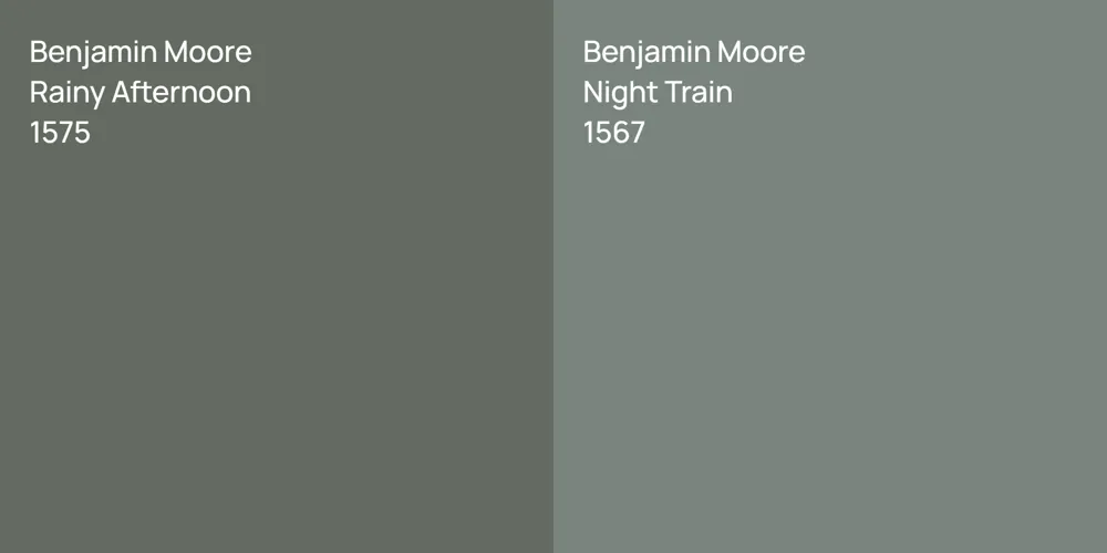 Benjamin Moore Rainy Afternoon vs. Benjamin Moore Night Train comparison
