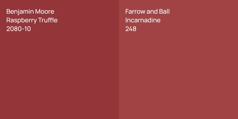 Benjamin Moore Raspberry Truffle vs. Farrow and Ball Incarnadine comparison