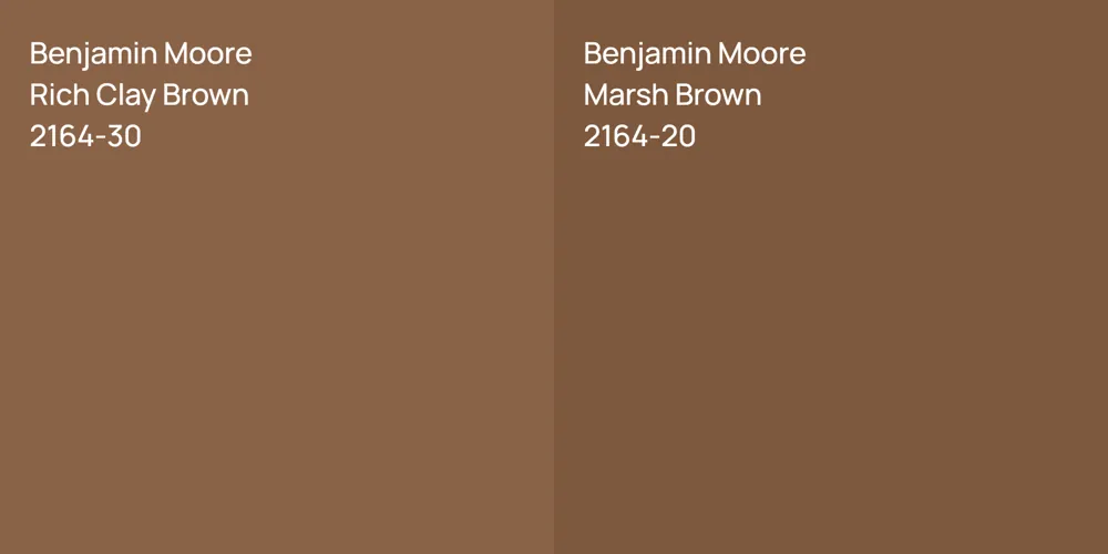 Benjamin Moore Rich Clay Brown vs. Benjamin Moore Marsh Brown comparison