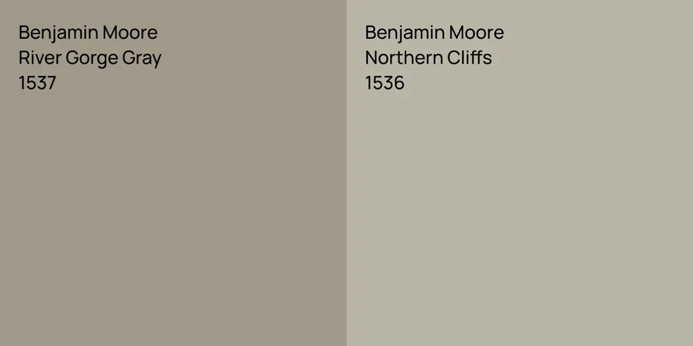 Benjamin Moore River Gorge Gray vs. Benjamin Moore Northern Cliffs comparison