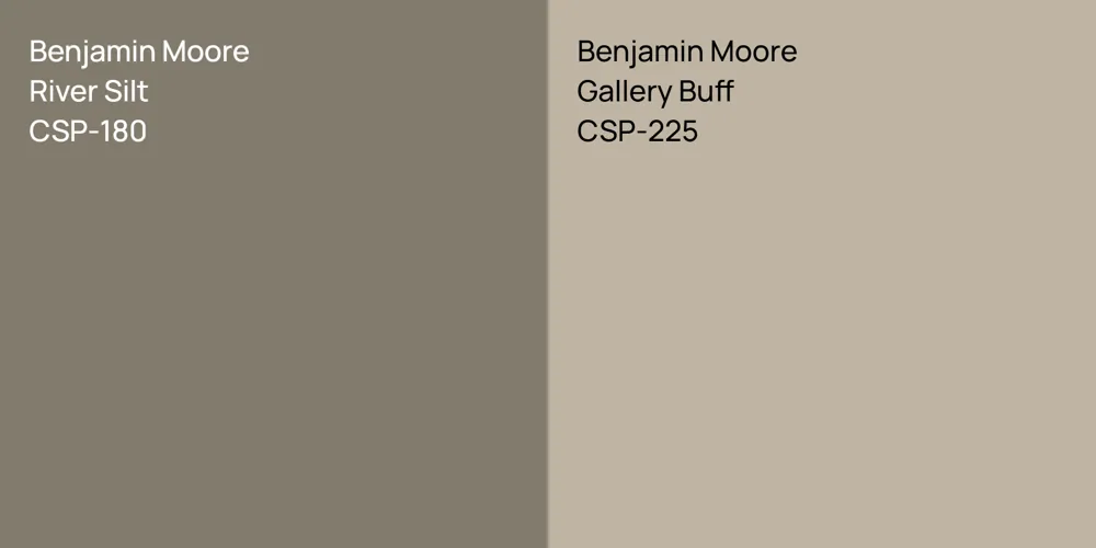 Benjamin Moore River Silt vs. Benjamin Moore Gallery Buff comparison