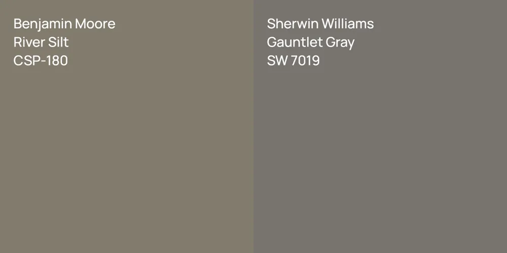 Benjamin Moore River Silt vs. Sherwin Williams Gauntlet Gray comparison