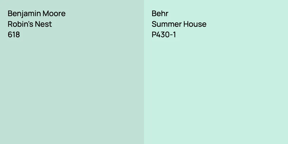 Benjamin Moore Robin's Nest vs. Behr Summer House comparison