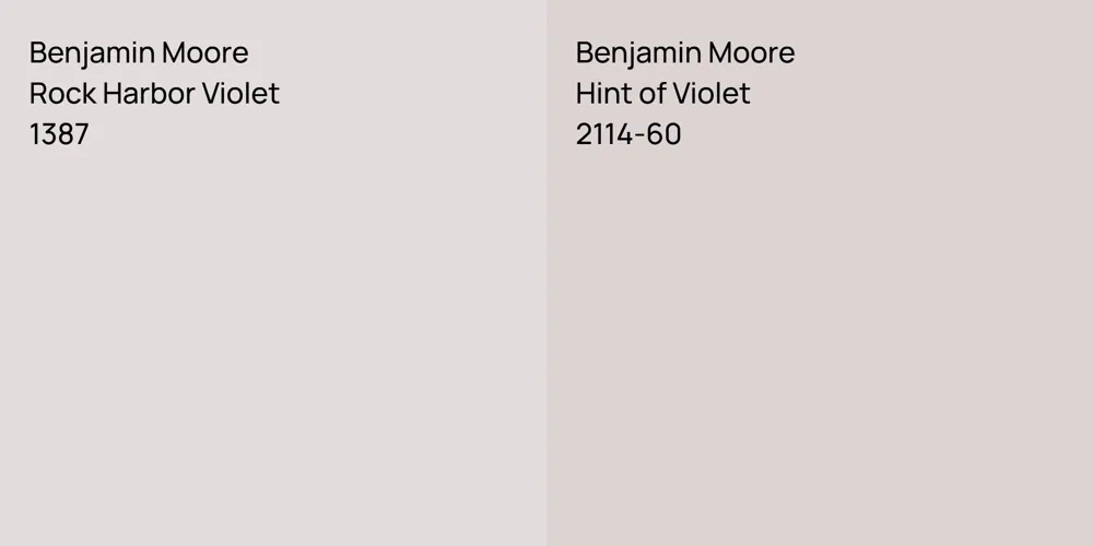 Benjamin Moore Rock Harbor Violet vs. Benjamin Moore Hint of Violet comparison