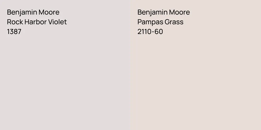 Benjamin Moore Rock Harbor Violet vs. Benjamin Moore Pampas Grass comparison