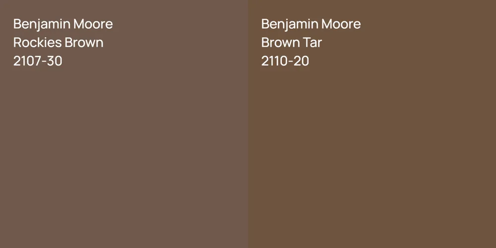 Benjamin Moore Rockies Brown vs. Benjamin Moore Brown Tar comparison