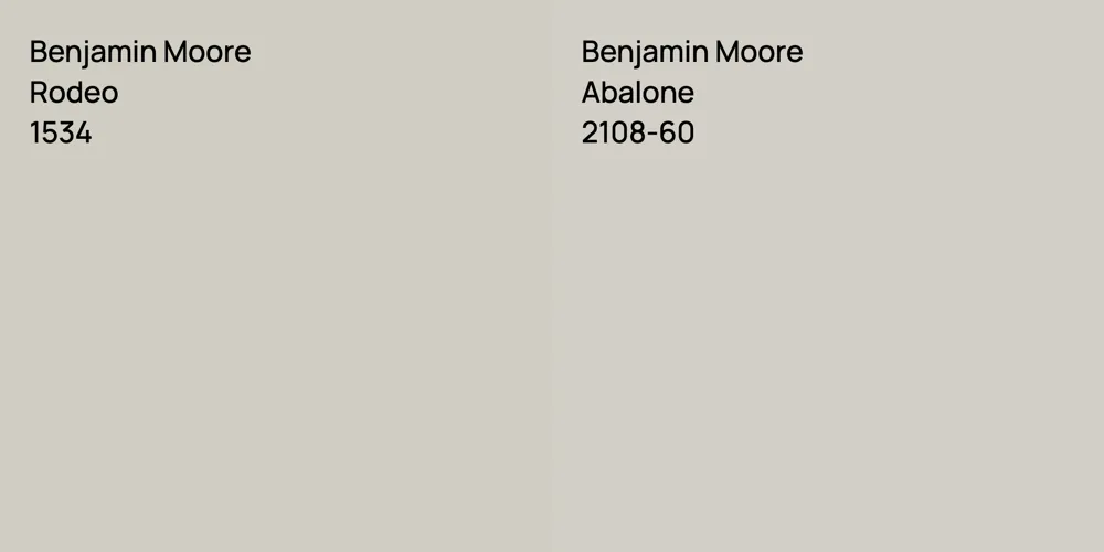 Benjamin Moore Rodeo vs. Benjamin Moore Abalone comparison