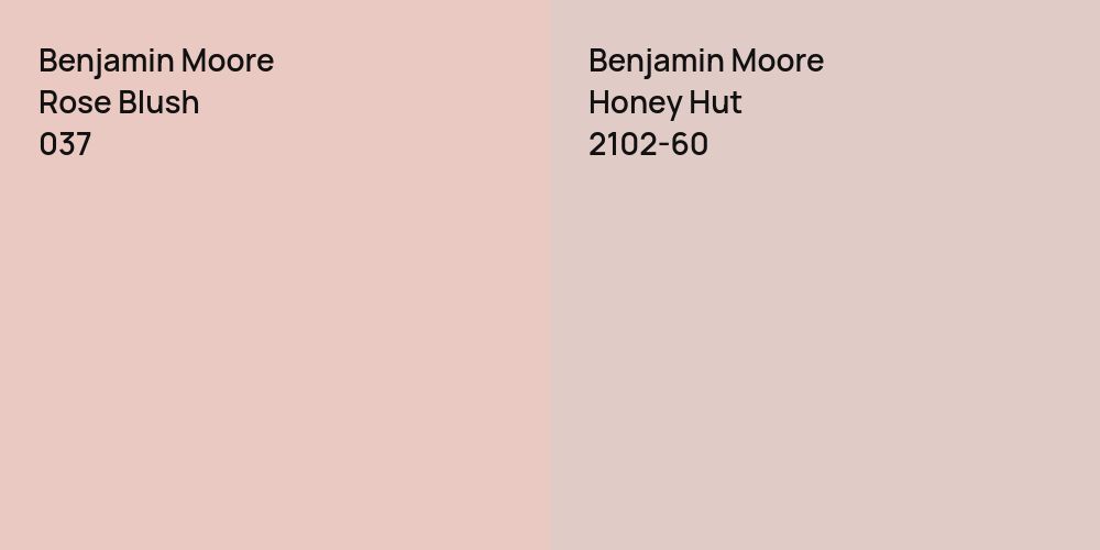 Benjamin Moore Rose Blush vs. Benjamin Moore Honey Hut comparison