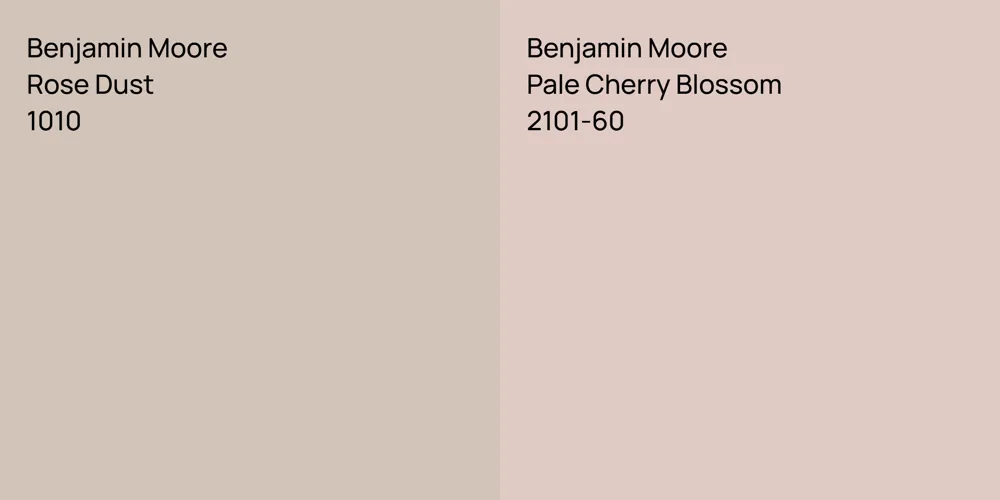 Benjamin Moore Rose Dust vs. Benjamin Moore Pale Cherry Blossom comparison