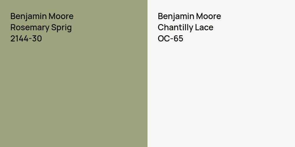 Benjamin Moore Rosemary Sprig vs. Benjamin Moore Chantilly Lace comparison
