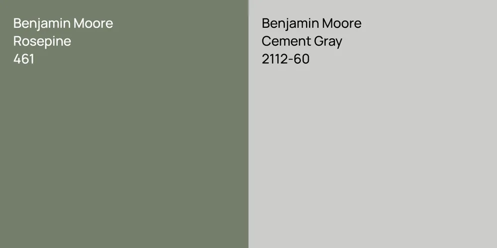 Benjamin Moore Rosepine vs. Benjamin Moore Cement Gray comparison