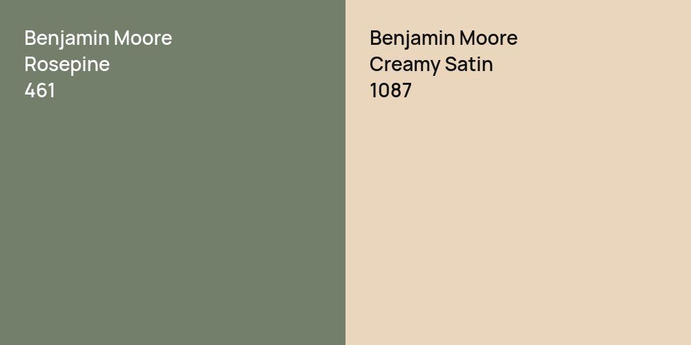 Benjamin Moore Rosepine vs. Benjamin Moore Creamy Satin comparison