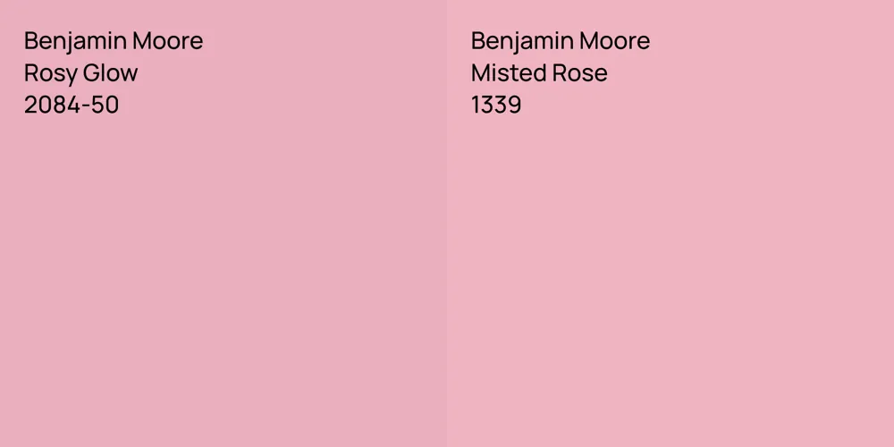 Benjamin Moore Rosy Glow vs. Benjamin Moore Misted Rose comparison