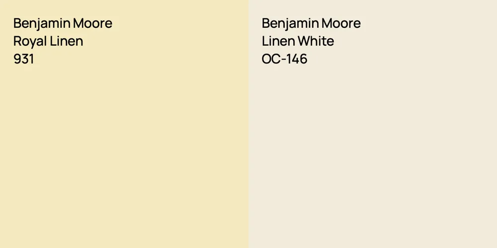 Benjamin Moore Royal Linen vs. Benjamin Moore Linen White comparison