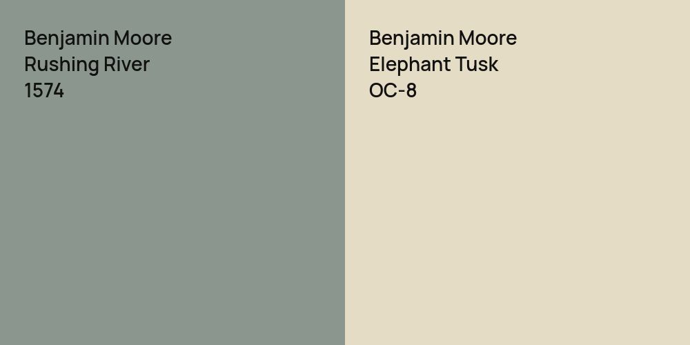 Benjamin Moore Rushing River vs. Benjamin Moore Elephant Tusk comparison