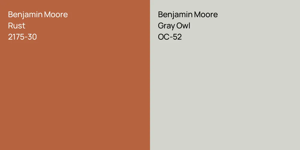 Benjamin Moore Rust vs. Benjamin Moore Gray Owl comparison