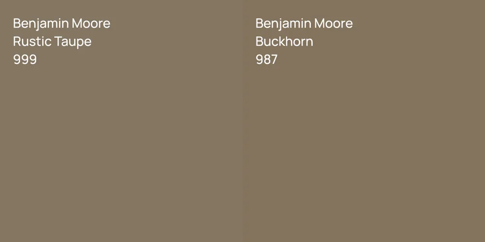 Benjamin Moore Rustic Taupe vs. Benjamin Moore Buckhorn comparison