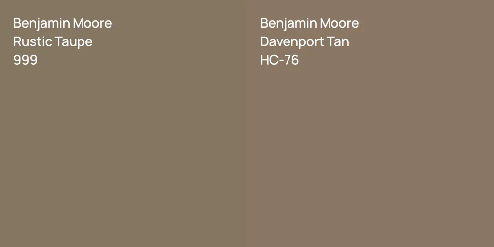Benjamin Moore Rustic Taupe vs. Benjamin Moore Davenport Tan comparison