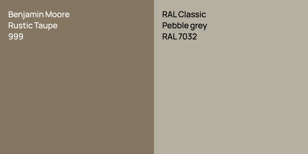 Benjamin Moore Rustic Taupe vs. RAL Classic Pebble grey comparison