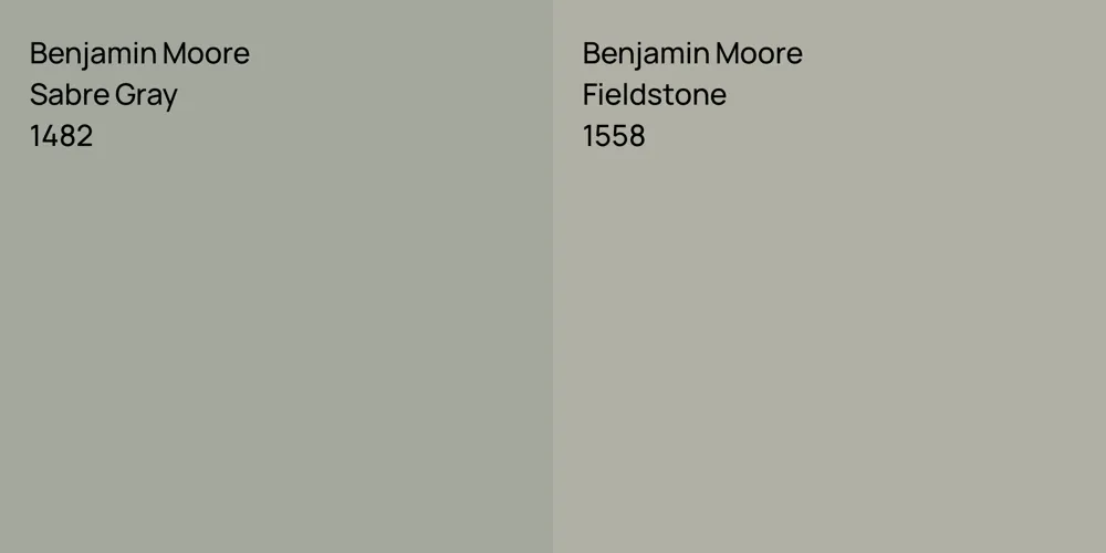 Benjamin Moore Sabre Gray vs. Benjamin Moore Fieldstone comparison