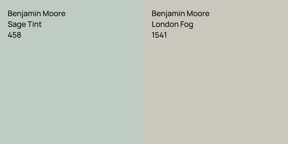 Benjamin Moore Sage Tint vs. Benjamin Moore London Fog comparison