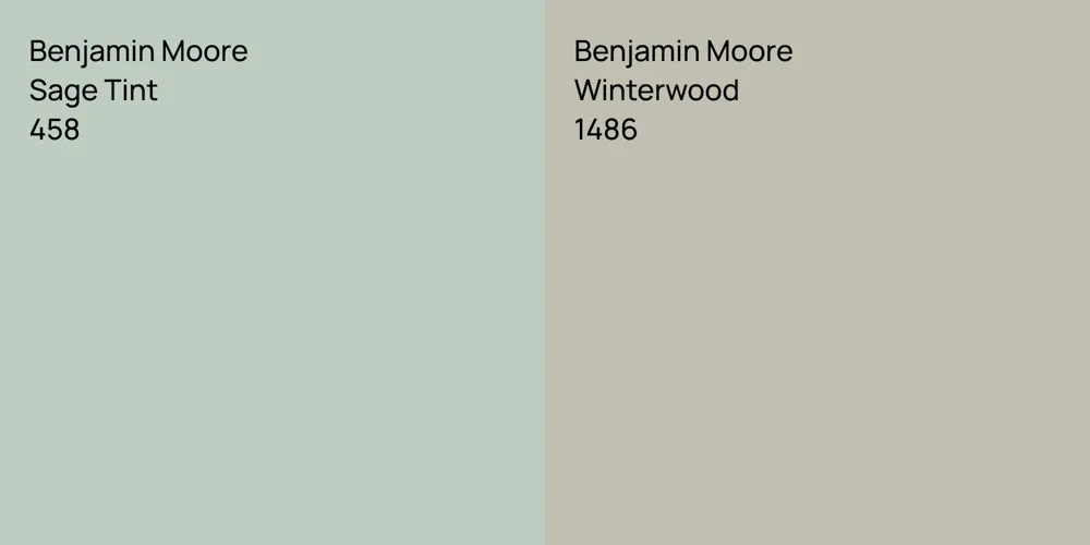 Benjamin Moore Sage Tint vs. Benjamin Moore Winterwood comparison