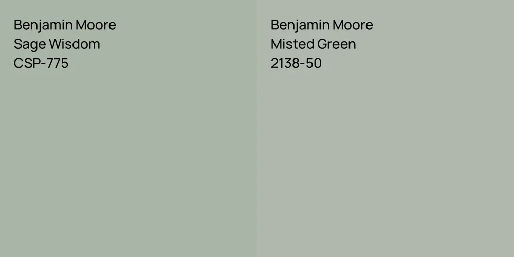 Benjamin Moore Sage Wisdom vs. Benjamin Moore Misted Green comparison