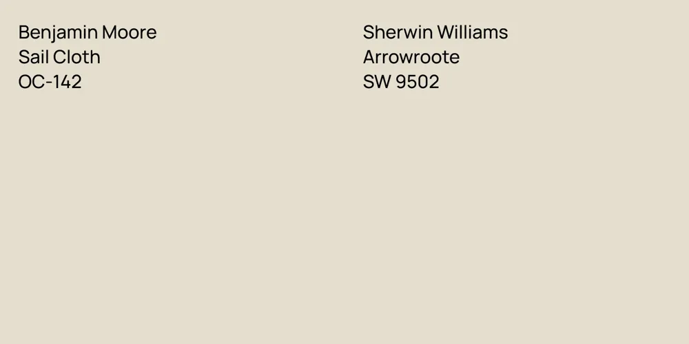 Benjamin Moore Sail Cloth vs. Sherwin Williams Arrowroote comparison