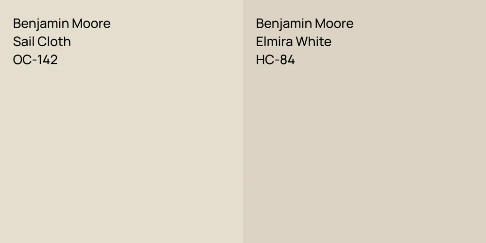 Benjamin Moore Sail Cloth vs. Benjamin Moore Elmira White comparison