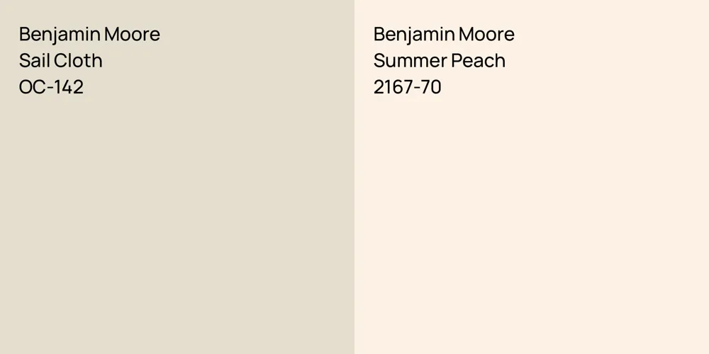 Benjamin Moore Sail Cloth vs. Benjamin Moore Summer Peach comparison