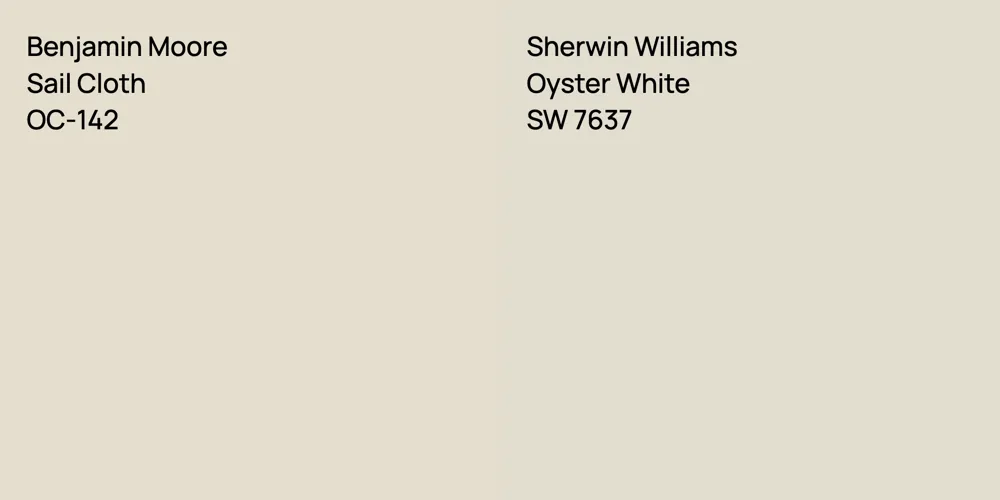 Benjamin Moore Sail Cloth vs. Sherwin Williams Oyster White comparison